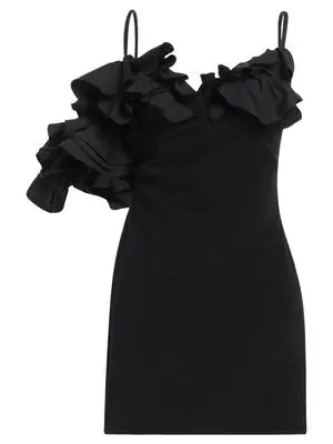 Jacquemus One-shoulder Ruffled Mini Dress - Black