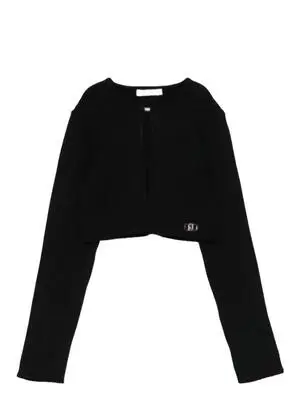 Liu Jo Ribbed Cardigan With Logo Detail - Black