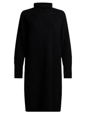 Max Mara Ribbed Knit Turtleneck Dress - Black
