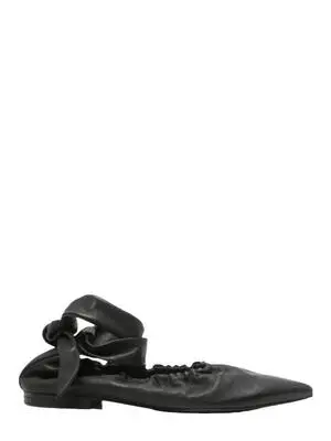 UMA WANG Pointed-toe Ballet Flats With Ankle Tie - Black