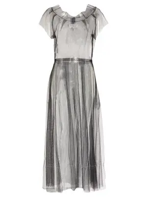 MAISON MARGIELA Pleated Tulle Short Sleeve Dress - Black