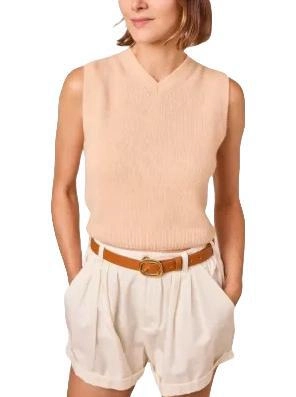 DÔEN Sleeveless V-neck Vest - Nude