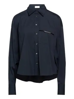 Brunello Cucinelli Solid Color Shirt With Appliqués - Blue