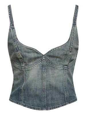 Balenciaga V-neck Sleeveless Denim Top - Blue