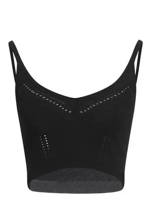 Max Mara Knit Sleeveless V-neck Cropped Top - Black