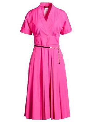 MAX MARA Max Mara Pleated Midi Dress With V-Neck And Belt