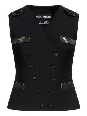 Dolce & Gabbana Sleeveless Double-breasted Brocade Jacket - Black