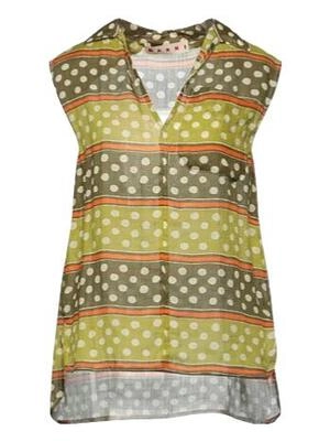 Marni Polka Dot V-neck Short Sleeve Top - Green