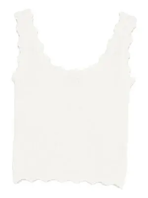 LOW CLASSIC Sleeveless Top With Scalloped Trim - White
