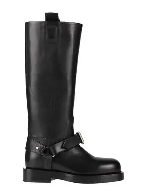 Burberry Minimalist Leather Riding Boots - Black