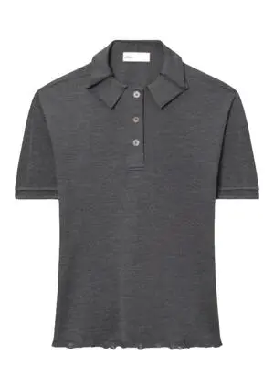 Tory Burch Oversized Silk Polo - Black