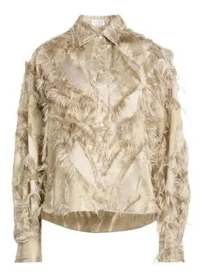 Brunello Cucinelli Jacquard Shirt With Fringes - Green