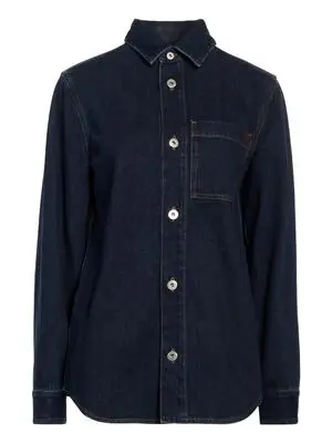 Burberry Denim Shirt With Embroidered Logo - Blue
