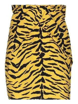 Saint Laurent Zebra Print Crepe Mini Skirt - Yellow