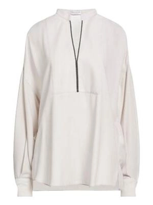 Brunello Cucinelli V-neck Long-sleeved Shirt Grey