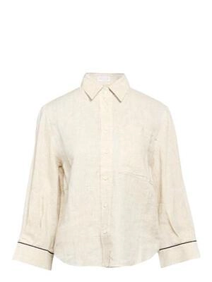 Brunello Cucinelli Linen Shirt With Appliqués - Beige