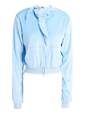 Balenciaga Chenille Zip-up Cropped Sweatshirt - Blue