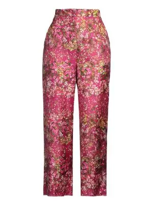 Max Mara Max Mara Floral Satin Straight-Leg Trousers Fuchsia