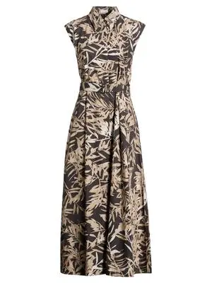 Brunello Cucinelli Sleeveless Floral Print Maxi Shirt Dress - Black