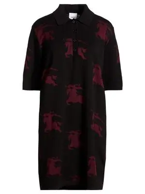 Burberry Knitted Polo Dress With Logo Print - Black