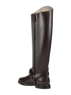 Brunello Cucinelli Leather Zip Up Boots - Dark Brown
