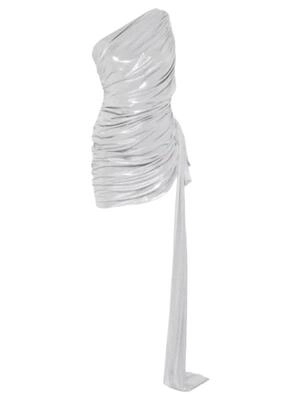 Norma Kamali Diana Ruched Metallic One-shoulder Mini Dress - White