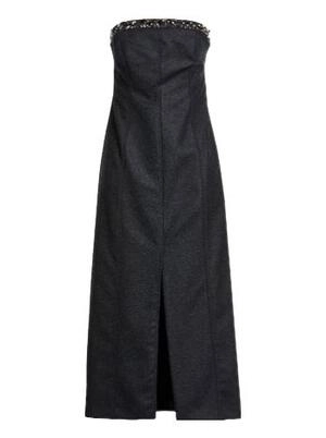 Brunello Cucinelli Sleeveless Off-the-shoulder Flannel Dress With Crystal Embellishments - Black