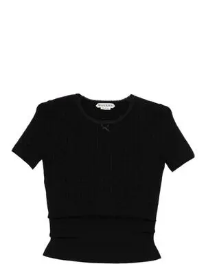 J.W.ANDERSON Pointelle Knit Bow Top - Black