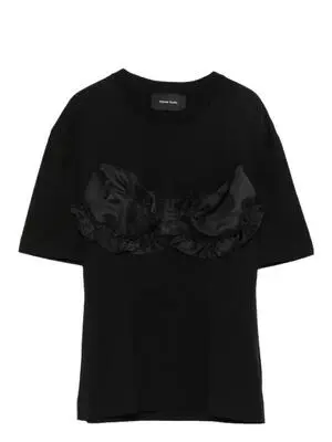 SIMONE ROCHA Simone Rocha Black Satin Panel Ruffled T-Shirt