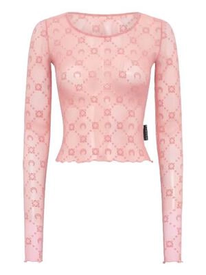 MARINE SERRE Marine Serre Geometric Print Long Sleeve Top Pink
