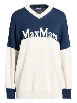 Max Mara Color Block V-neck Pullover - Blue