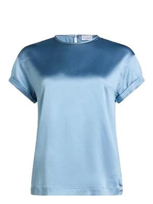 Brunello Cucinelli Satin Short Sleeve Top - Blue