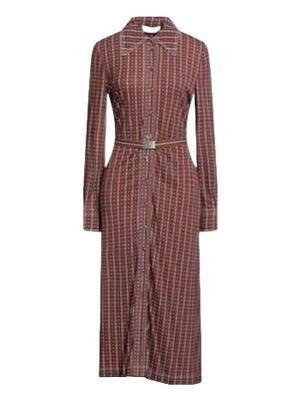 Tory Burch Checked Jersey Shirt Dress - Brown