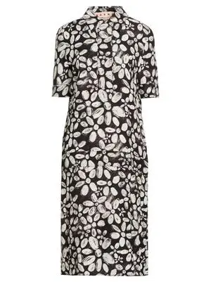 Marni Floral Print Midi Dress - Black