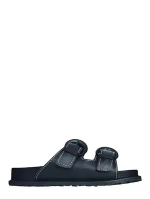 MARINE SERRE Double Buckle Slippers - Black