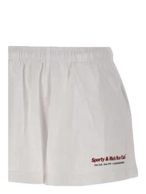 SPORTY  RICH Sporty & Rich Run Club Logo-print Shorts - White
