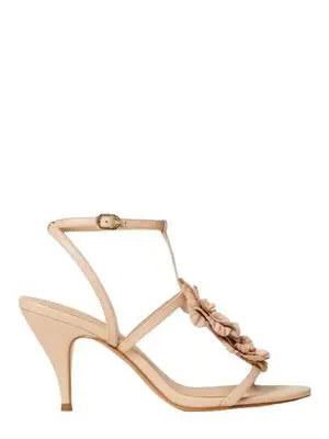 TWINSET Floral Appliqué Stiletto Sandals - Nude
