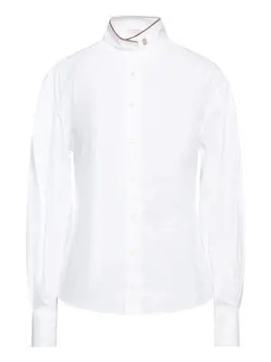 Brunello Cucinelli Poplin Shirt With Mandarin Collar - White