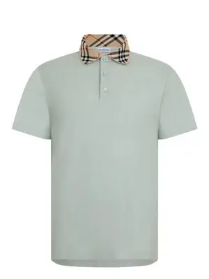 Burberry Men's Check Cotton Cody Polo Shirt Gray
