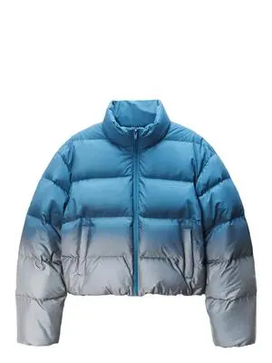 Alexander Wang Reflective Cropped Puffer Coat - Silver/blue