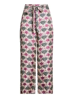 Max Mara Printed Floral Twill Satin Trousers - Purple