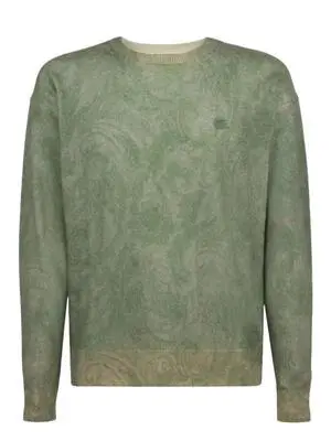 Etro Wool Crew Neck Sweater With Paisley Pattern - Green