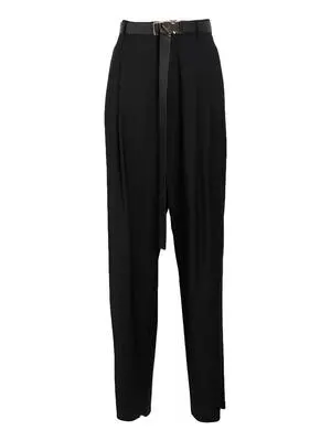 Max Mara Loose-fit Wool Trousers With Belt - Black
