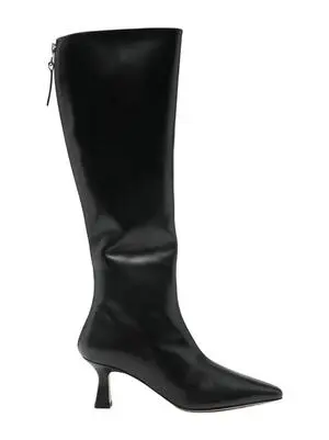 AeydĒ Leather Knee-high Boots With Zipper Closure - Black