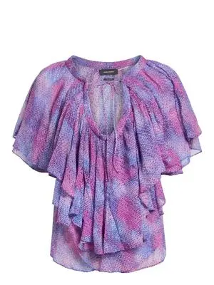 Isabel Marant Étoile Isabel Marant Tiered Color Blocked Silk Top Purple