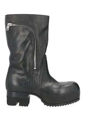 Rick Owens Leather Zip Up Boots - Black