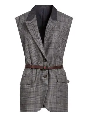 Brunello Cucinelli Sleeveless Plaid Blazer - Grey