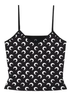 MARINE SERRE Printed Camisole With V-neckline - Black