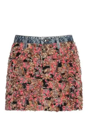 Dolce & Gabbana Embellished Brocade Denim Mini Skirt - Brown