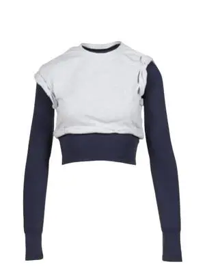 We11Done Cropped Sweatshirt With Draped Detailing - Black